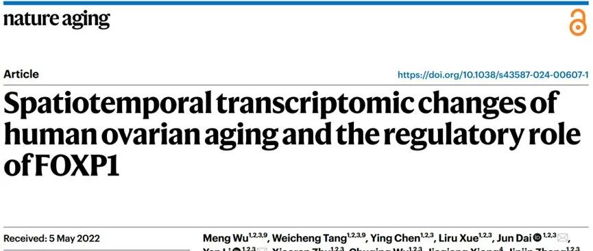 文献分享 ｜Nature Aging｜人卵巢衰老的时空转录组学变化及FOXP1的调控作用 - Book学术